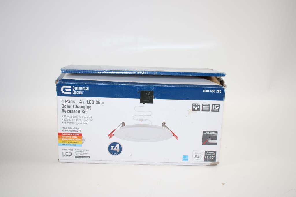 Commercial Electric 4 Pack - 4" LED Slim Color Changing Recessed ...