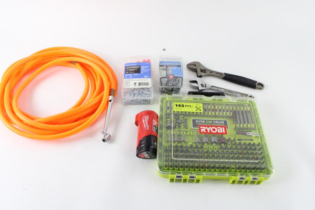 Compressor Air Hose, Drill Bit Set And More, 5+ Pieces | Property Room