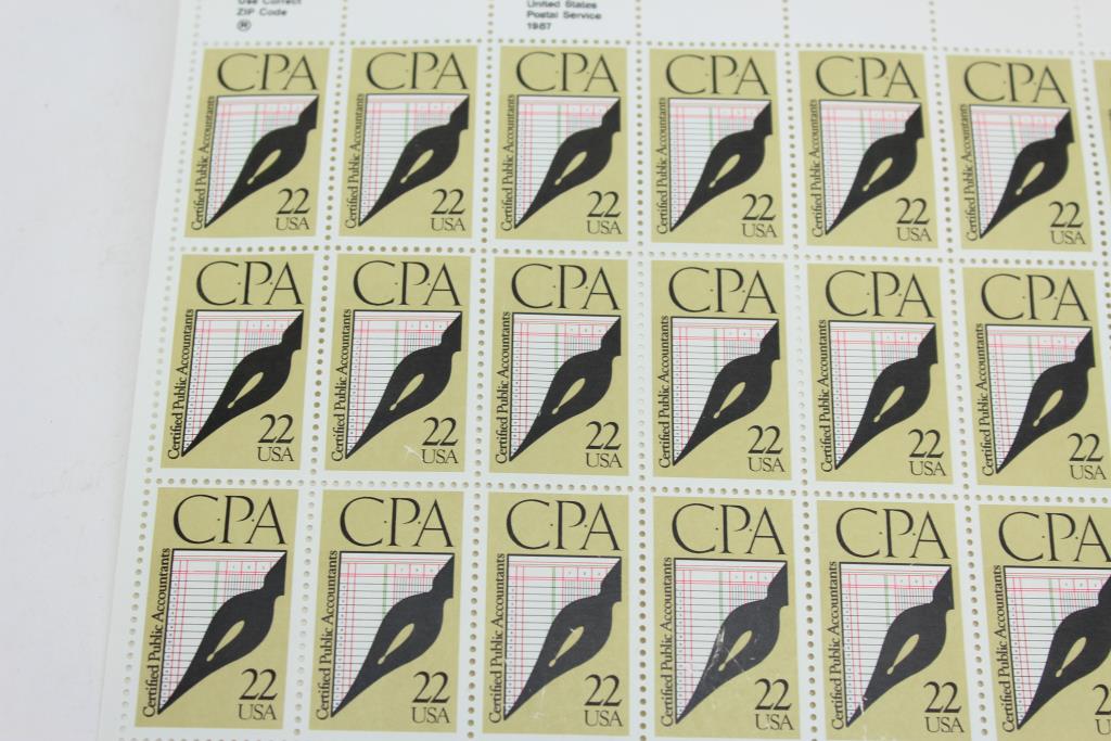 C.P.A. 22 Cent US Postage Stamp Sheet | Property Room