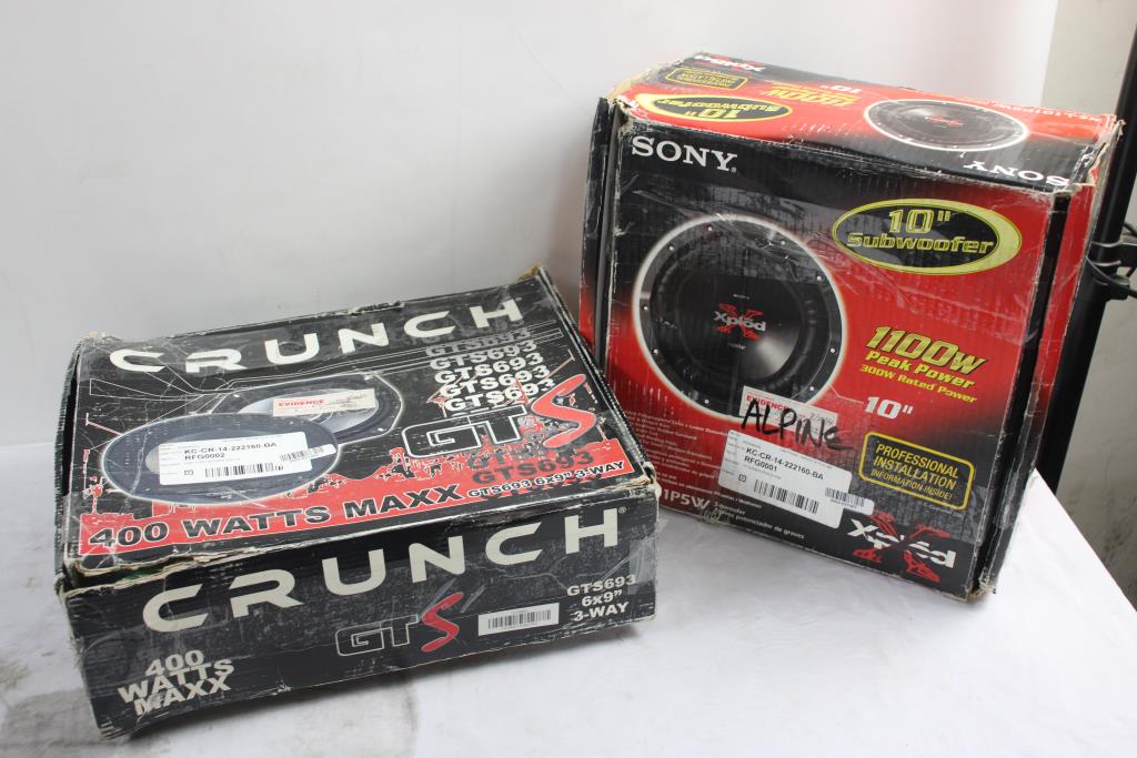 Crunch GTS-6.2C 2-Way Compo Speaker System + Sony 10" Subwoofer ...