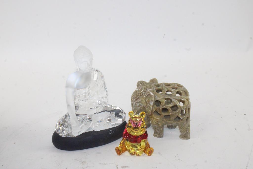 Crystal Buddha, Winnie The Pooh , And Elephant Figures | Property Room