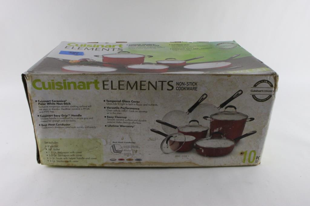 Cuisinart Elements 10-Piece Ceramic Polar White Non Stick Cookware Set ...