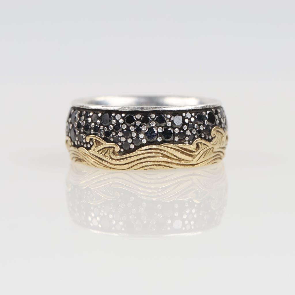 David Yurman 2.27cts TW Black Diamond 18kt Gold, Silver Ring-Evaluated ...