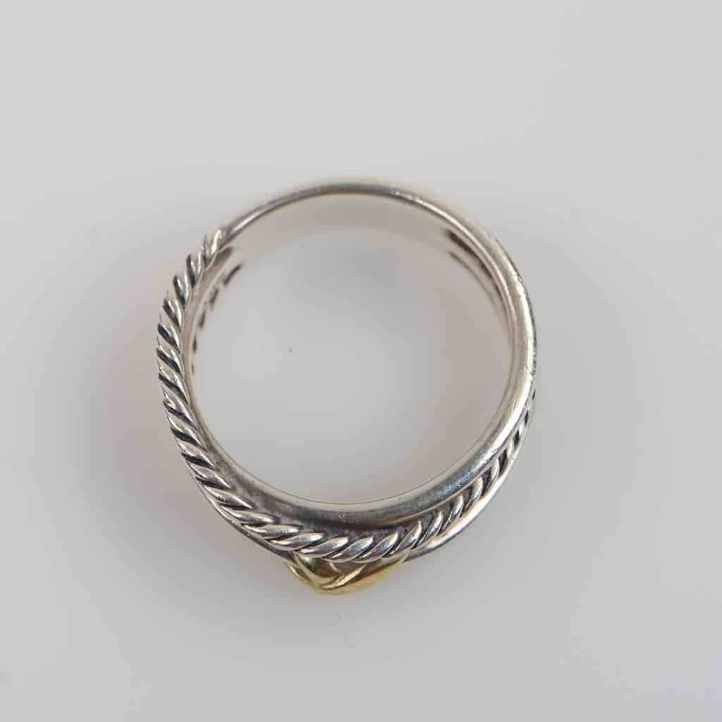 David Yurman Silver "X" Crossover Band Ring Gold Accent | Property Room