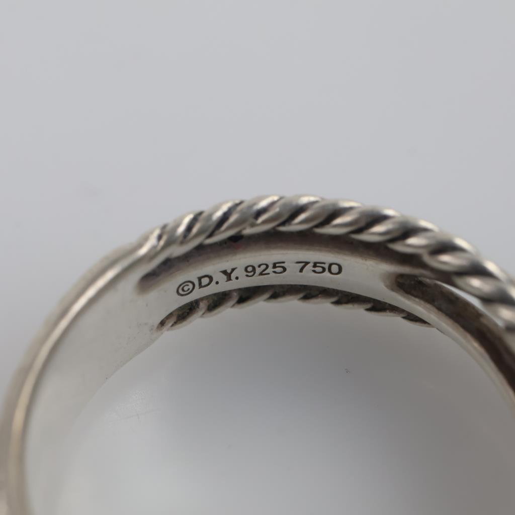 David Yurman Silver "X" Crossover Band Ring Gold Accent | Property Room