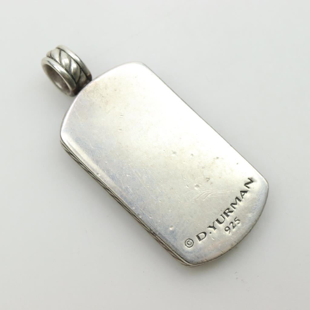 David Yurman Sterling Silver Agate Dog Tag Pendant | Property Room