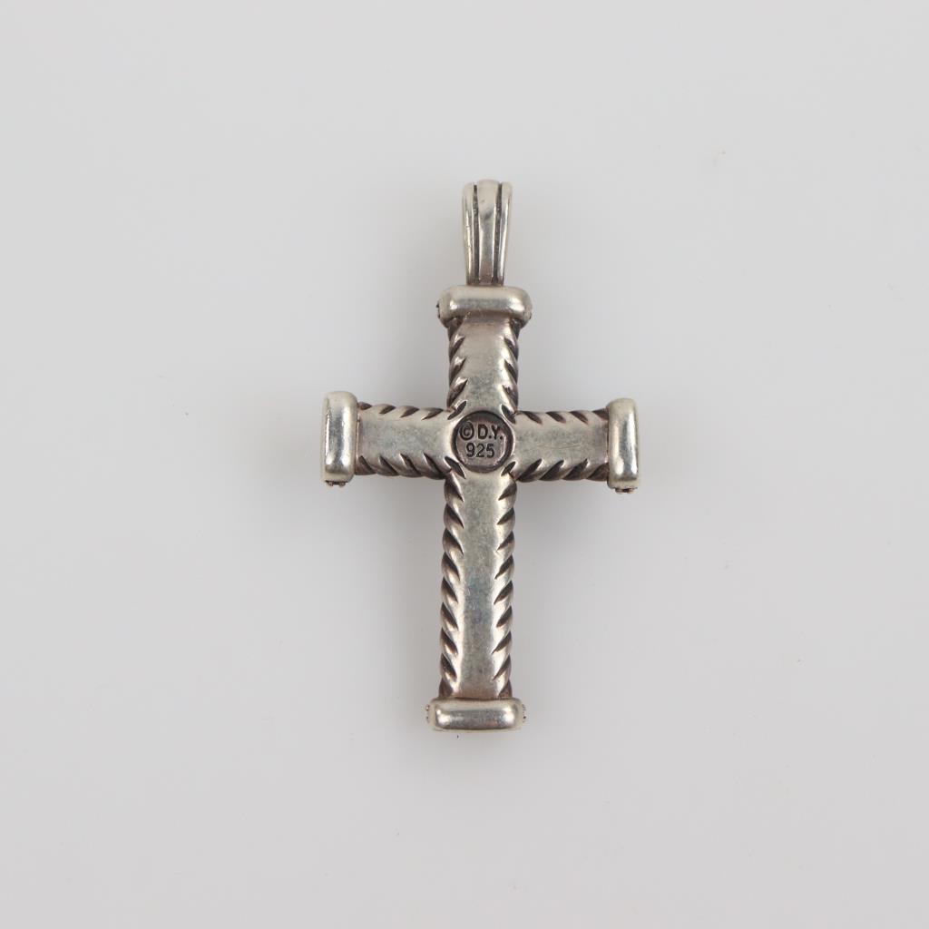 David Yurman Sterling Silver Black Stone Cross Pendant | Property Room