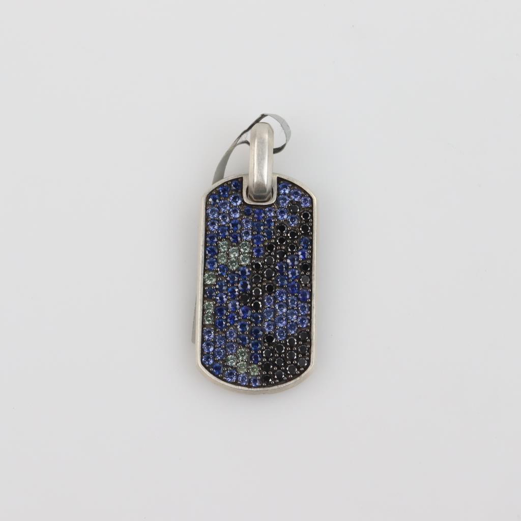 David Yurman Sterling Silver Streamline Pave Chevron Tag Pendant ...