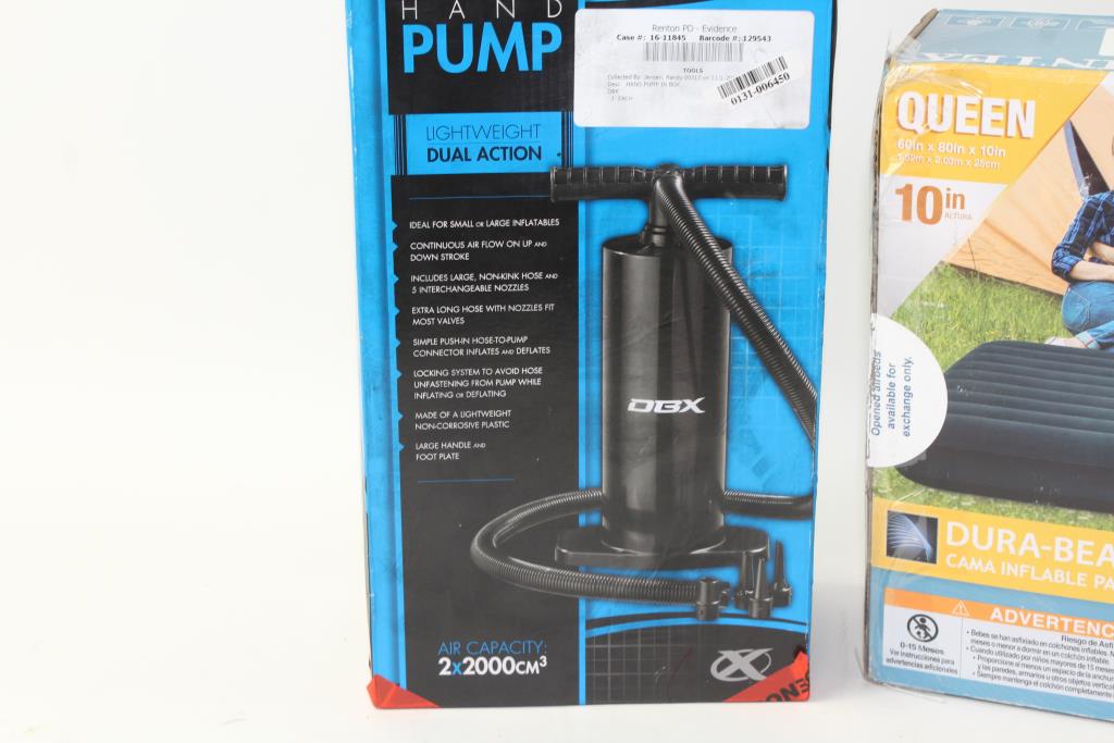 Dbx Dual Action Hand Pump And Intex 10" Queen Standard Durabeam Airbed ...