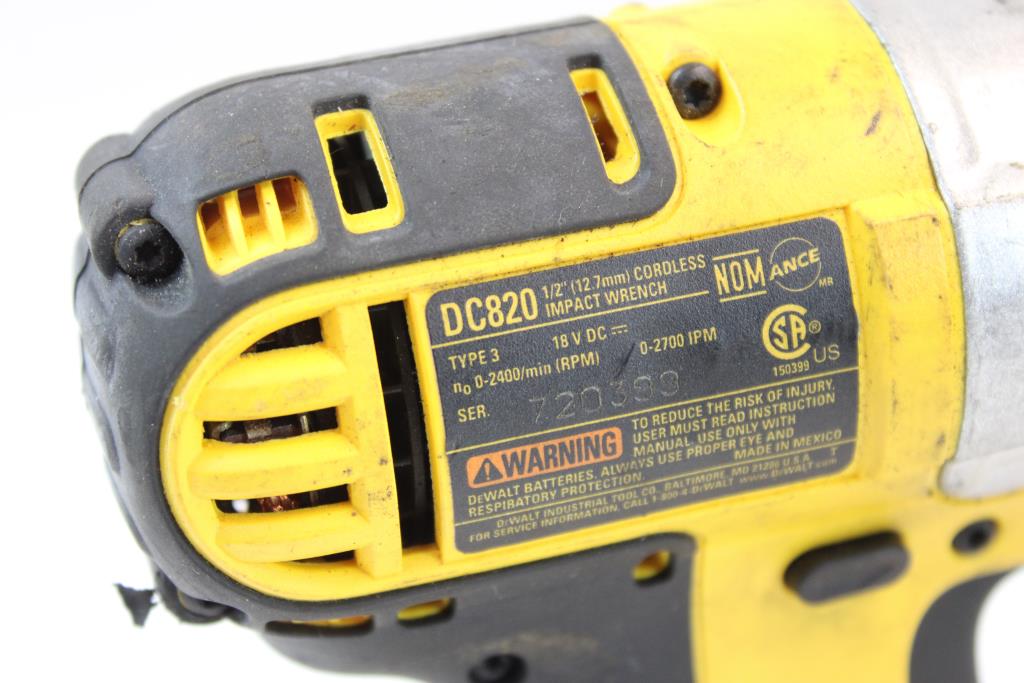 DeWalt 18v 1/2" Cordless Impact Wrench - DC820 | Property Room