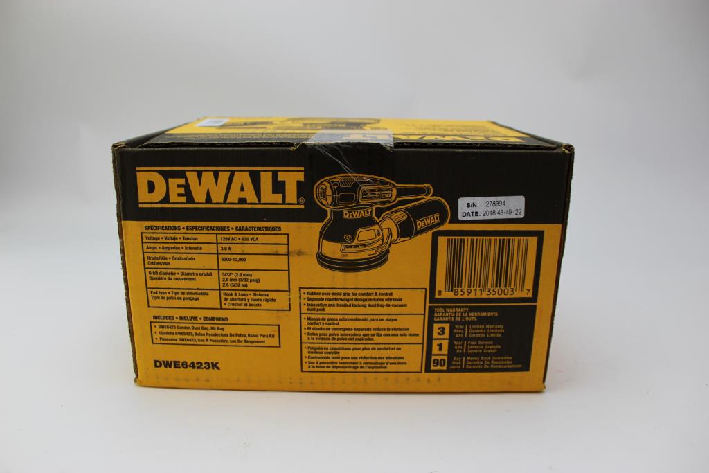 Dewalt Dwe6423k Vs Hook & Loop Random Orbit Sander Kit | Property Room