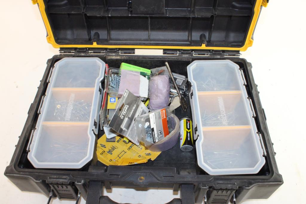 DeWalt Tool Box With Nails, Screws, And More 15+ Pieces | Property Room