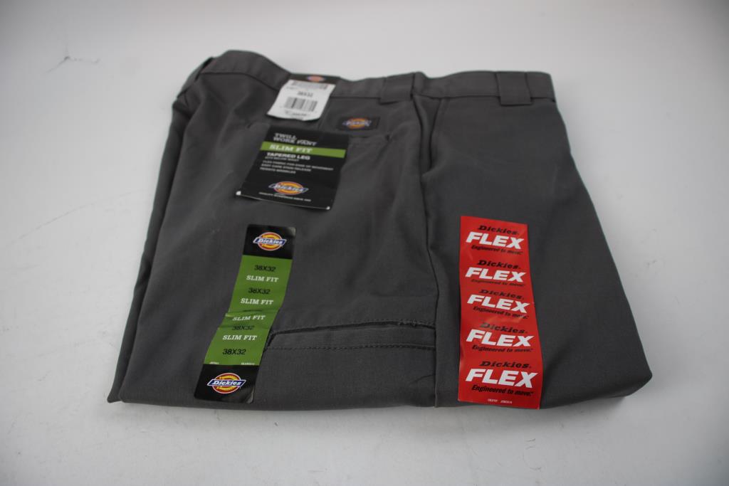 Dickies Slim Fit Twill Work Pant, Size 38x32, Grey | Property Room