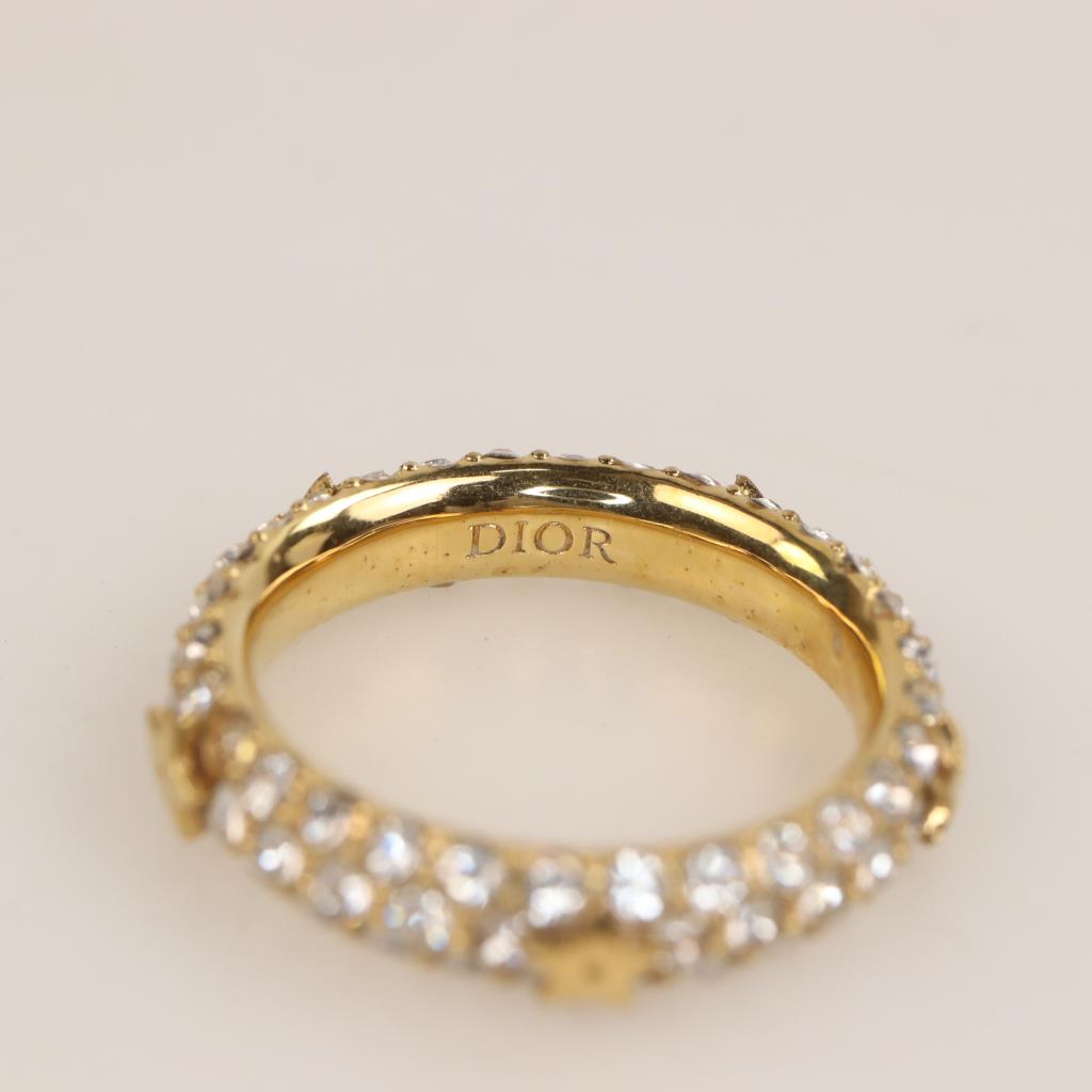 Dior Gold Finish White Crystal Petit CD Ring | Property Room