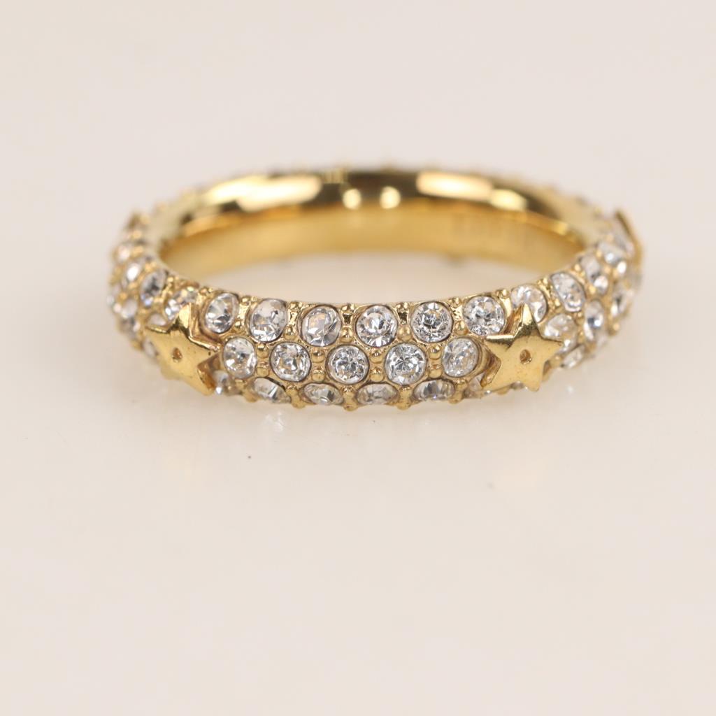 Dior Gold Finish White Crystal Petit CD Ring | Property Room