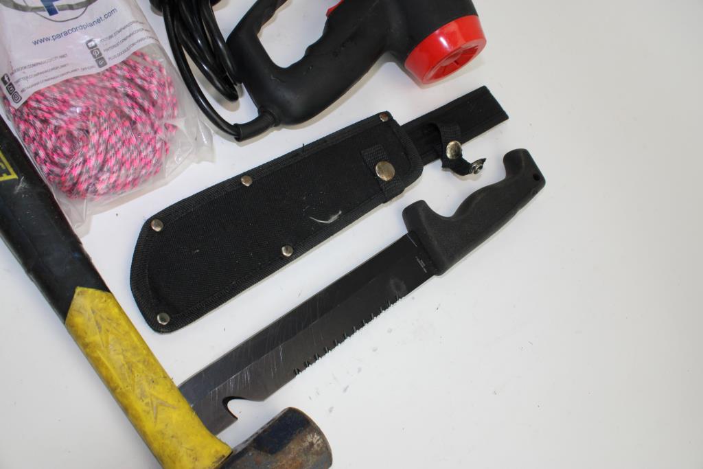 Drill Master Heat Gun, Humvee Knife In Sheath, Rolling Extension Cord ...