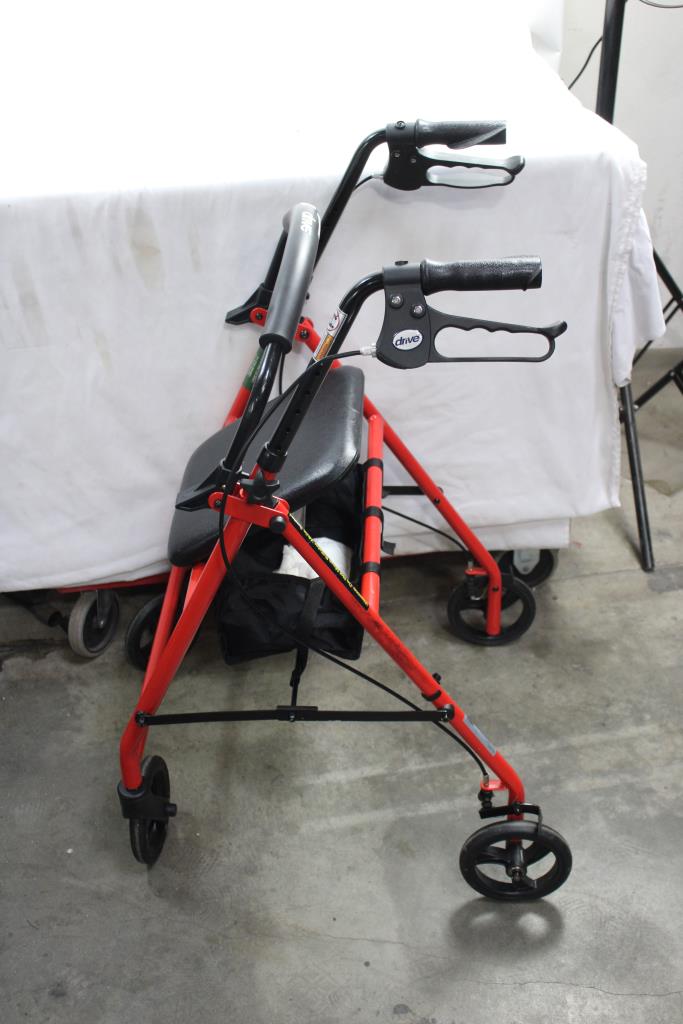 Drive, Walker With Fold Up Removable Back Support, Red | Property Room