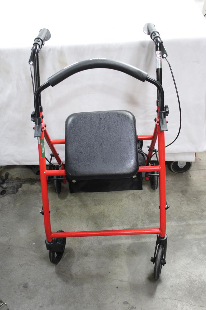 Drive, Walker With Fold Up Removable Back Support, Red | Property Room