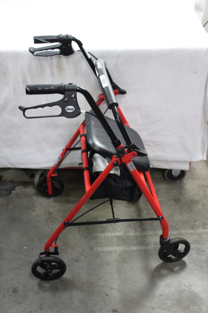 Drive, Walker With Fold Up Removable Back Support, Red | Property Room