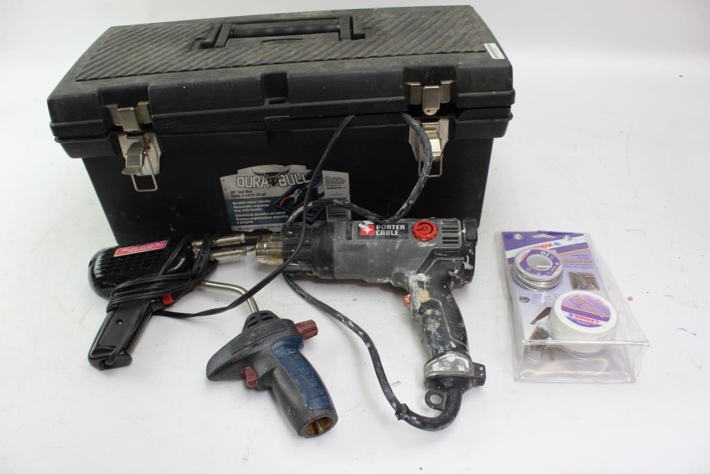 Dura-bull Toolbox With Porter Cable Heat Gun, Lenox Soldering Kit And ...