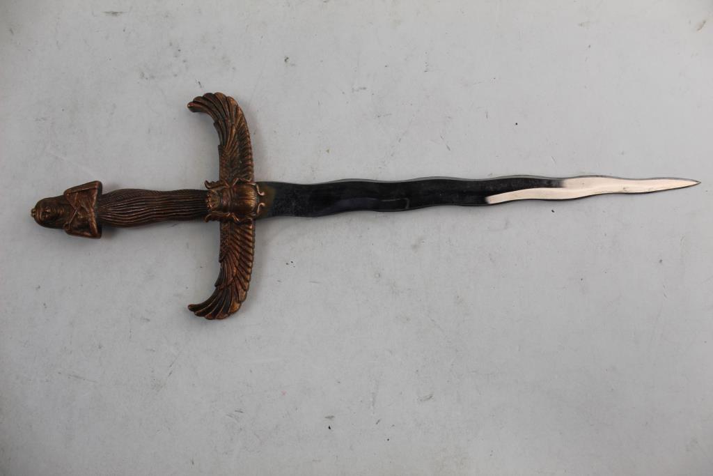 EGYPTIAN Queen Mummy Short Sword Wavy Blade Dagger Knife Letter Opener ...