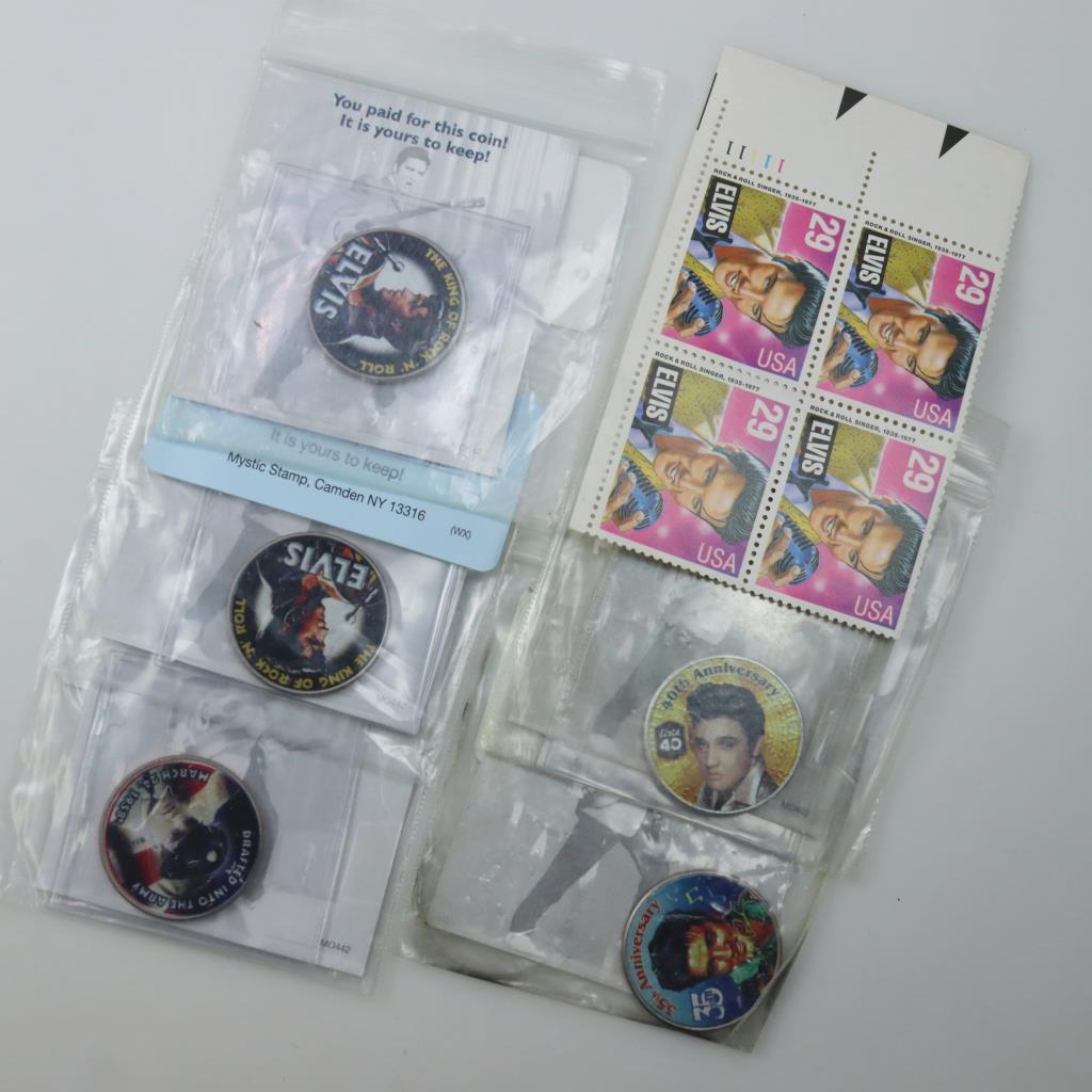 Elvis Presley Colorized Half Dollars And Elvis Stamps, 5+ Pieces ...