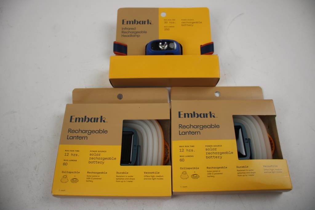 Embark Infrared Rechargeable Headlamp And Lanterns, 3 Pieces | Property ...