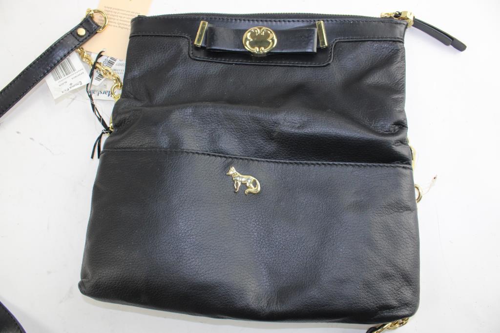 Emma Fox Black Leather Envelope Shoulder Strap Purse | Property Room