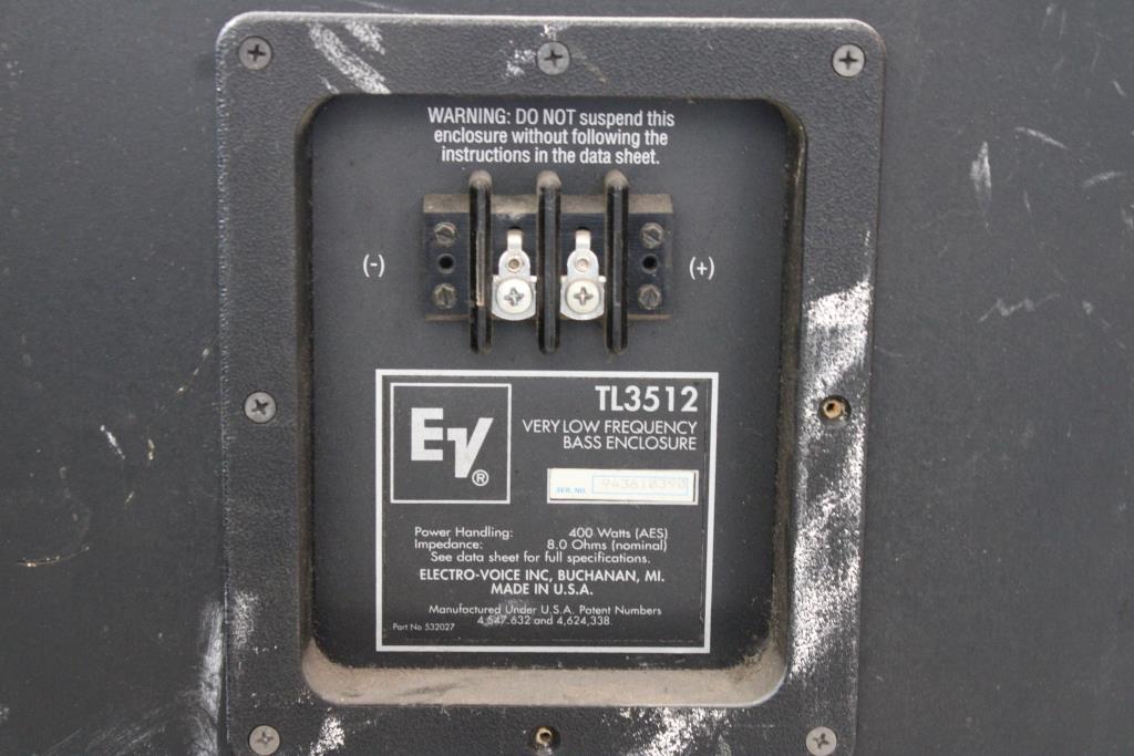 EV TL3512 Very Low Frequency Bass Enclosure Set Of Two Speakers 39.5" X ...