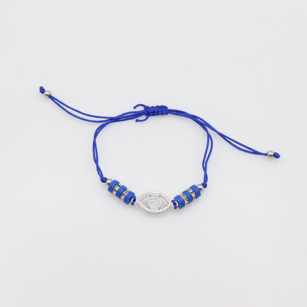 Evil Eye Adjustable Knot Slide Bracelet With Clear Stones | Property Room