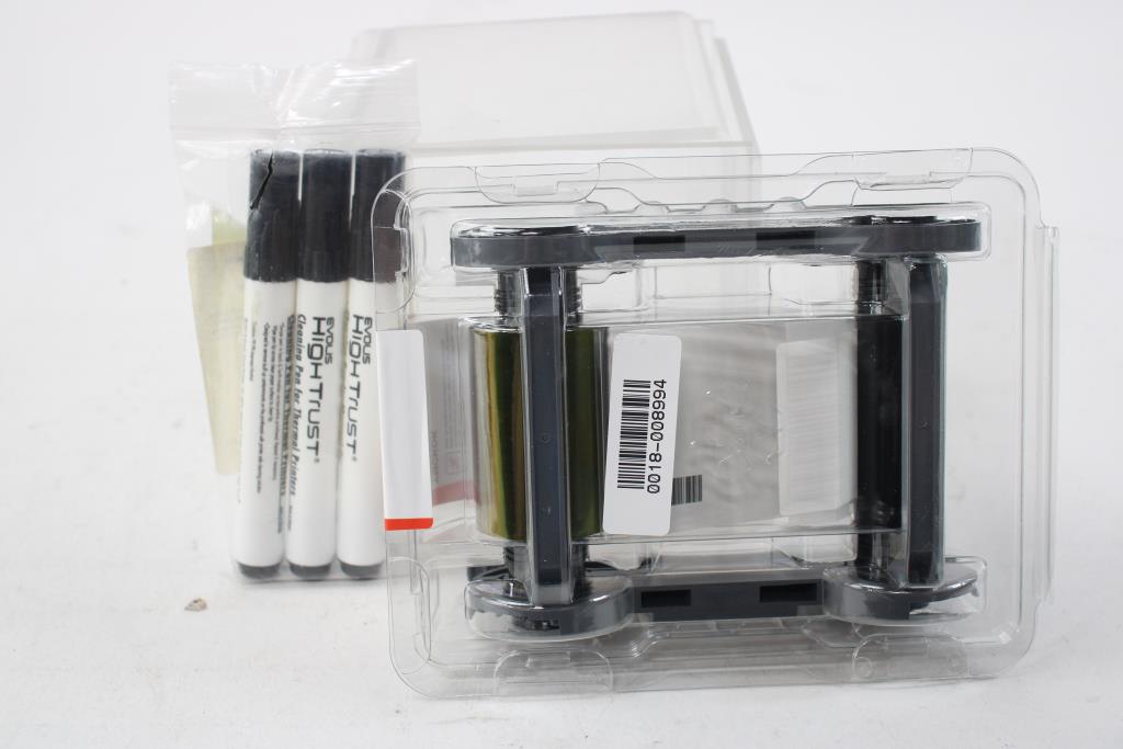 Evolis High Trust Color Ymcko 200 Prints/roll And Cleaning Pens, 4 ...