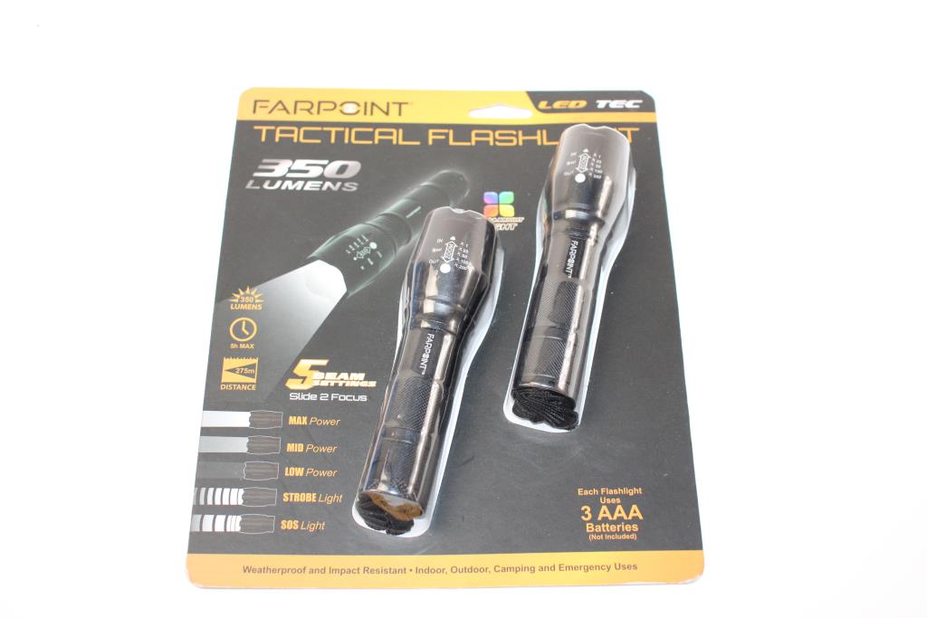 Farpoint LED Tactical Flashlight 350 Lumens Pack Of 2 | Property Room