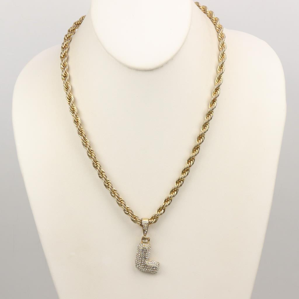 Fashion Rope Chain Clear Stone Accent Pendant | Property Room
