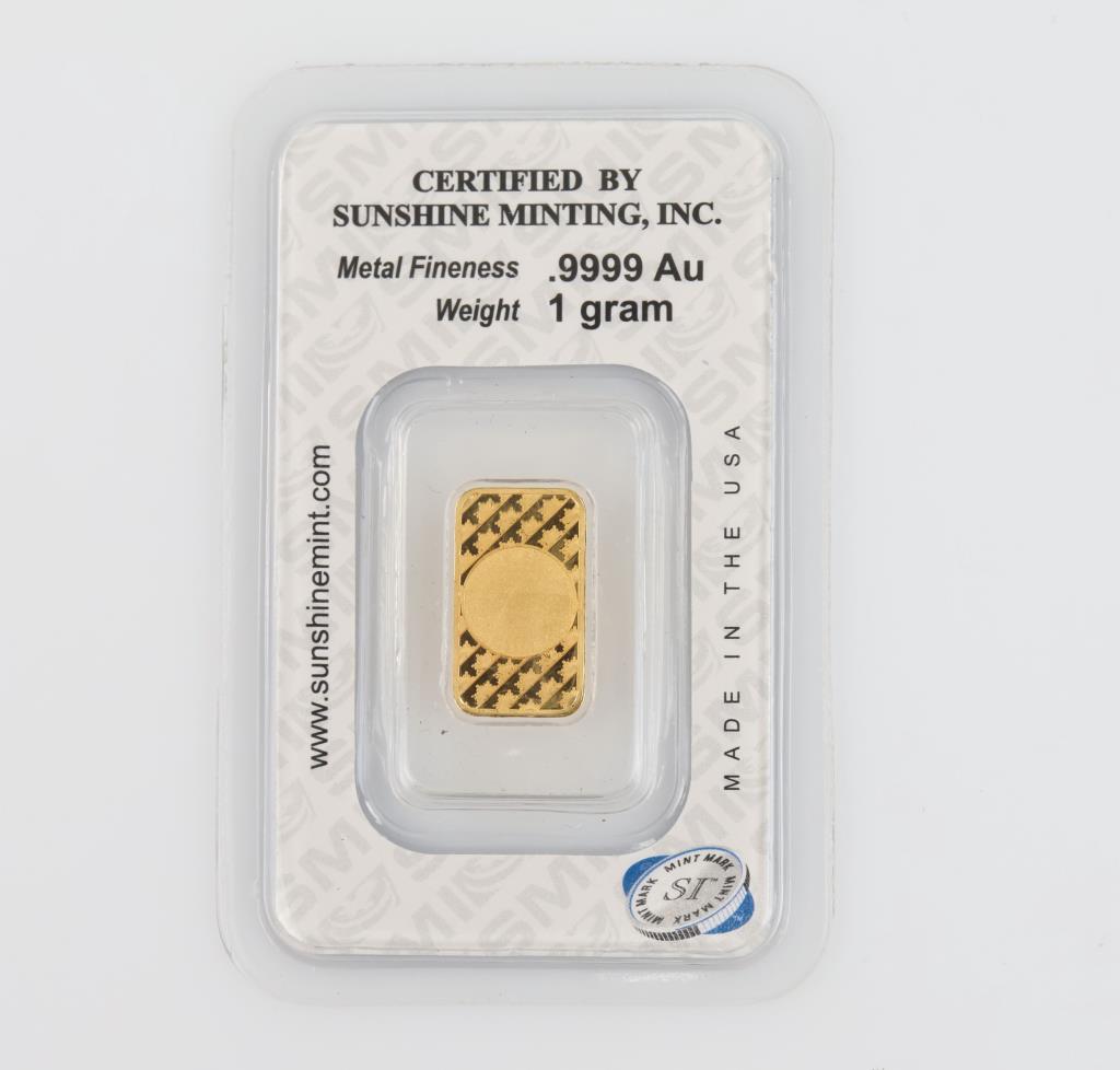 Fine Gold Sunshine Minting 1g Bar | Property Room