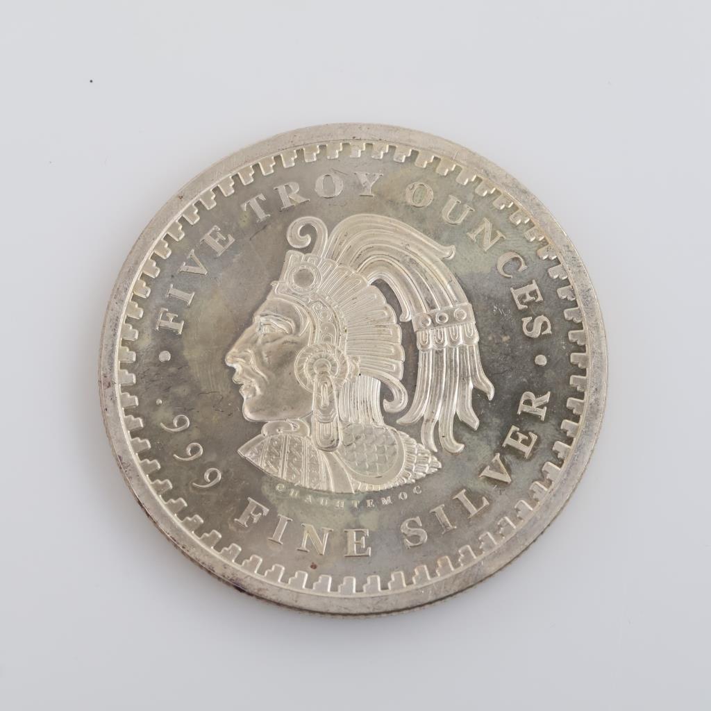 Fine Silver 5 Troy OZ Aztec Calendar Silver Rounds | Property Room