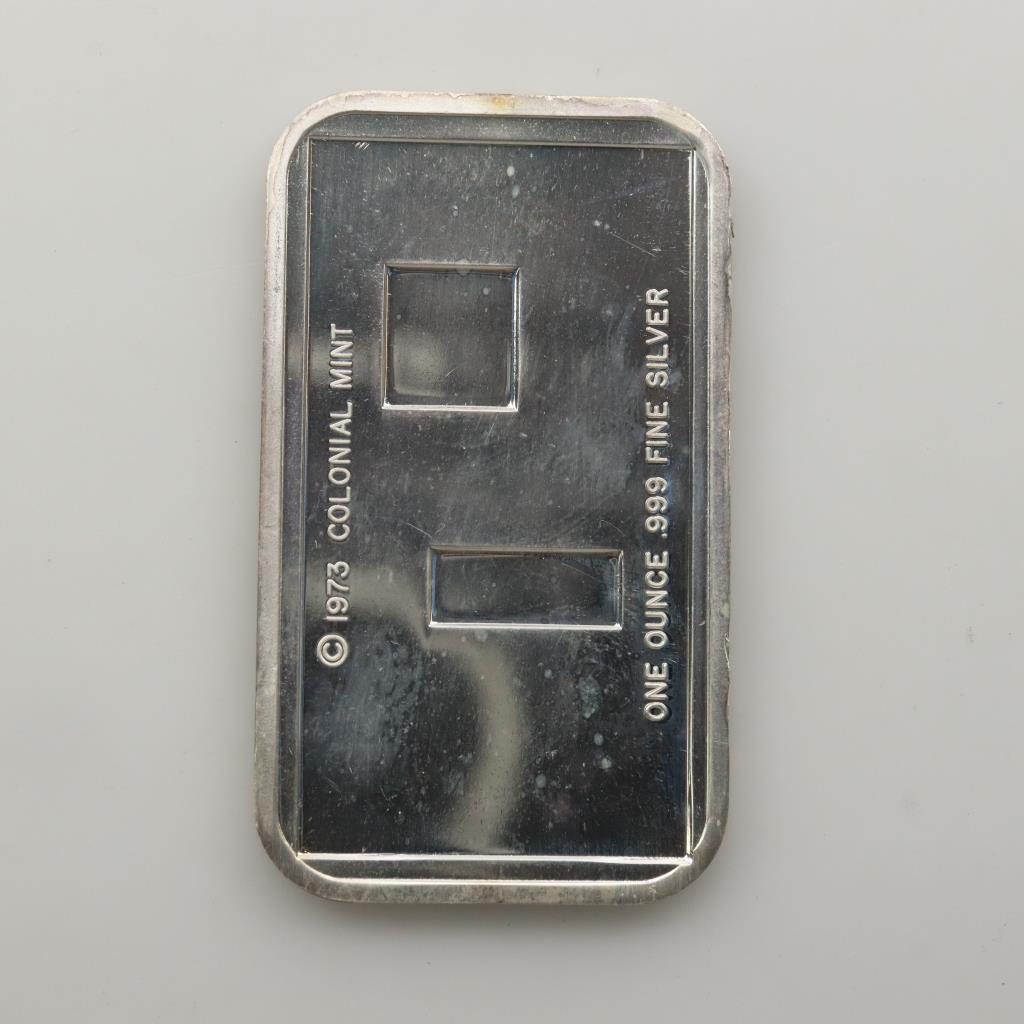 Fine Silver David And Goliath Colonial Mint Bar 1oz | Property Room