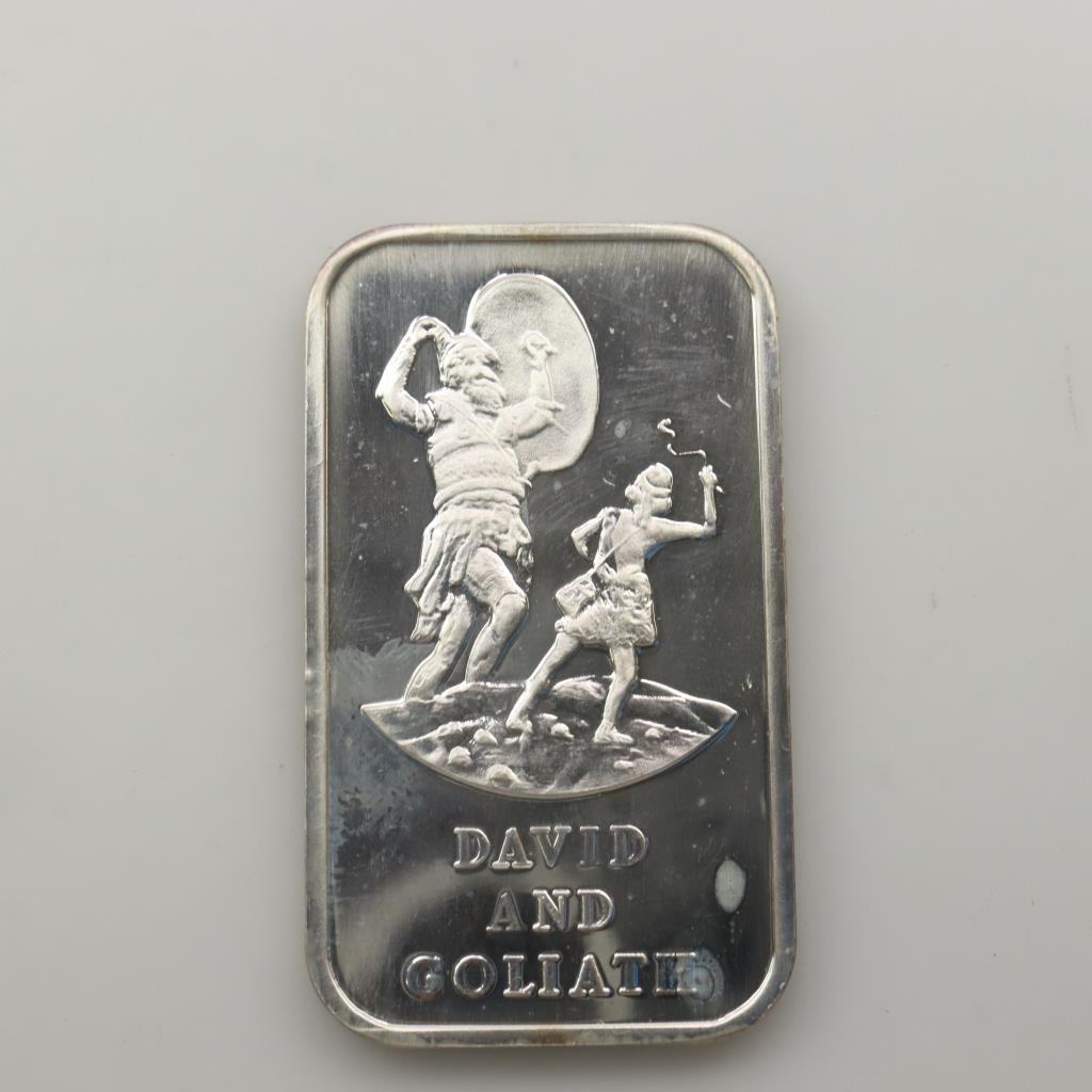 Fine Silver David And Goliath Colonial Mint Bar 1oz | Property Room