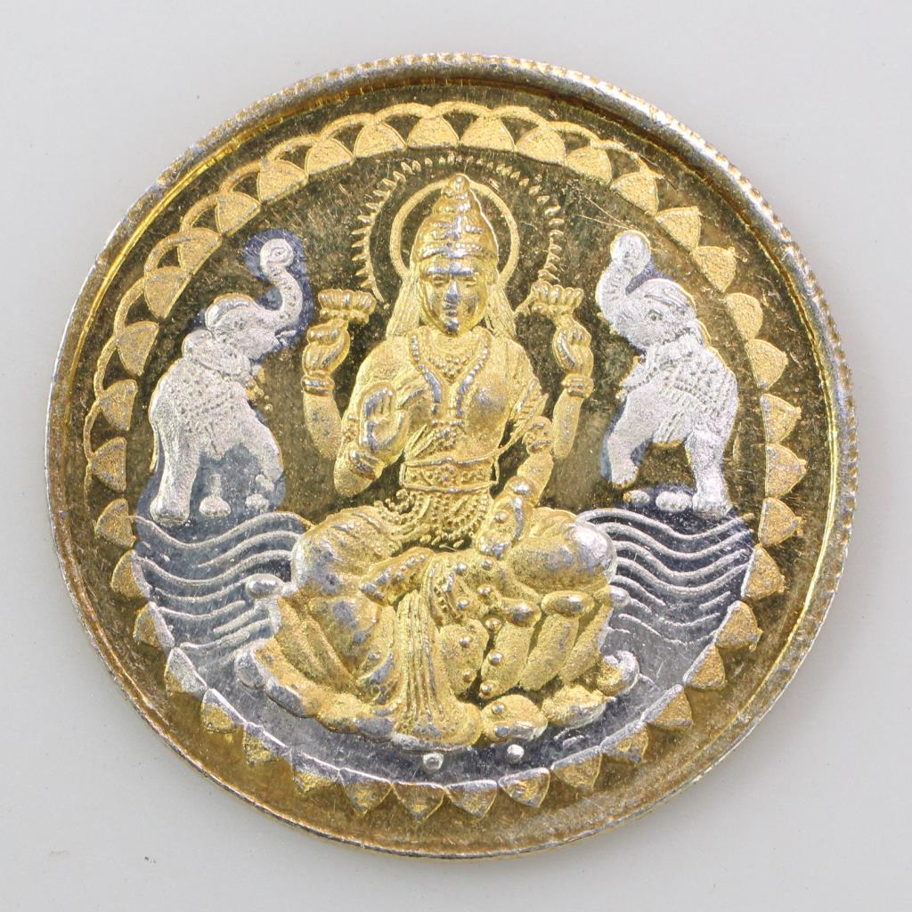 Fine Silver Goddess Lakshmi Coin, 9.9g | Property Room