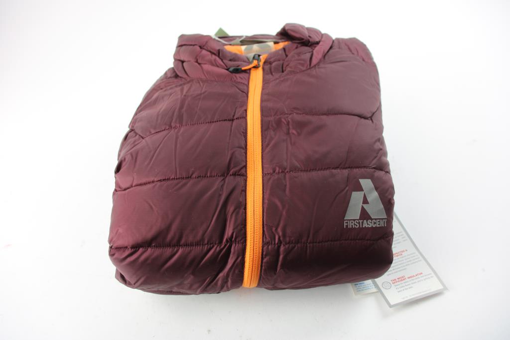 First Ascent Downlight Sweater, Size Large, Burgundy /Orange | Property ...