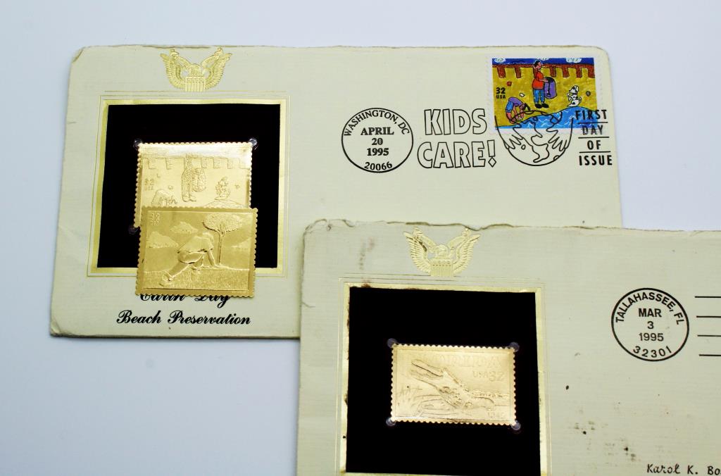 First Day Of Issue Gold Stamp Replicas - 3 Pieces | Property Room