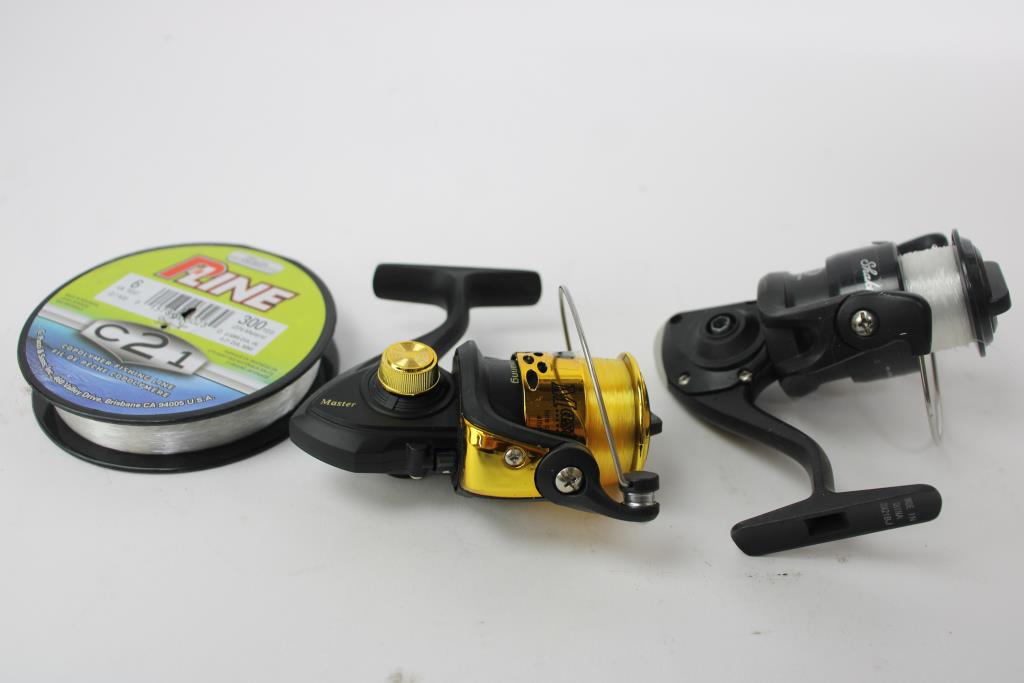 Fishing Rod Reels, Fishing Line String, And Bait, 7 Pieces | Property Room