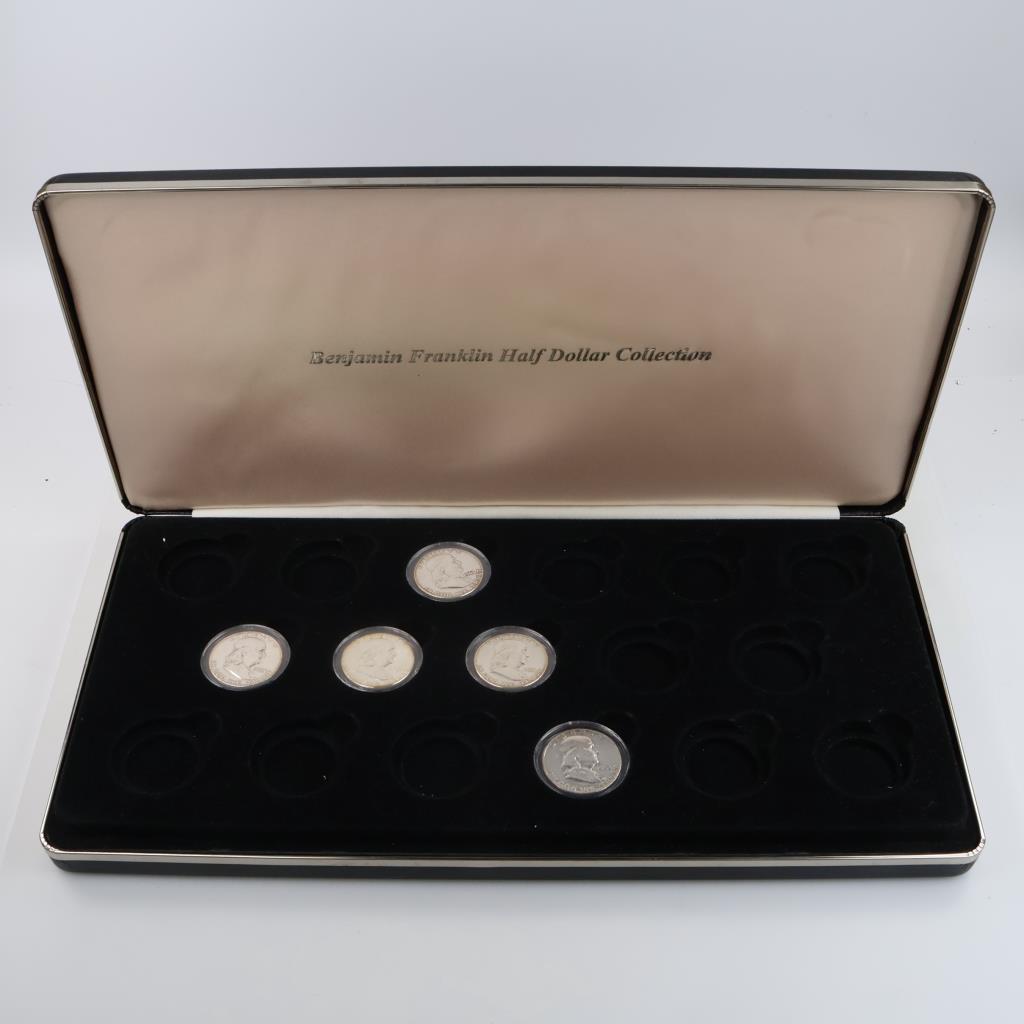 Five Silver Franklin Half Dollars In Collector Case | Property Room