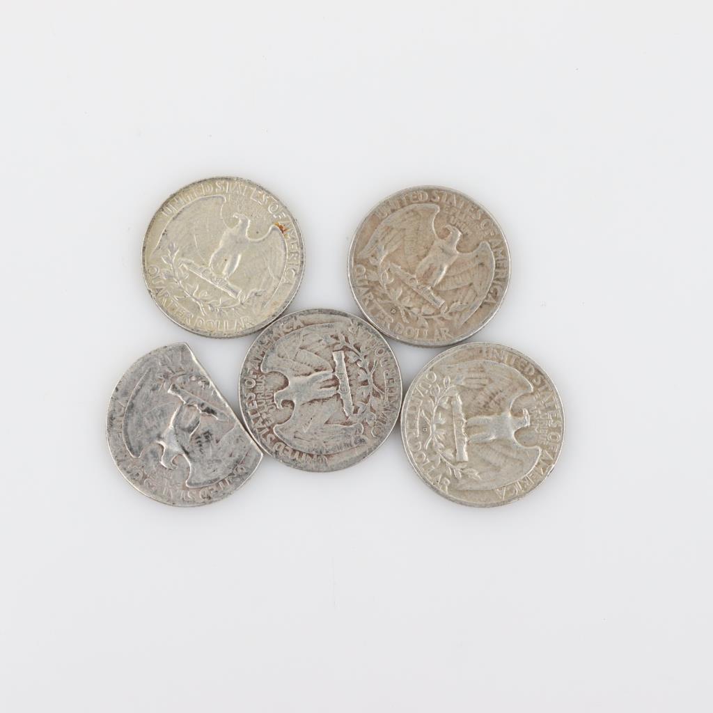 Five US Silver Washington Quarters | Property Room