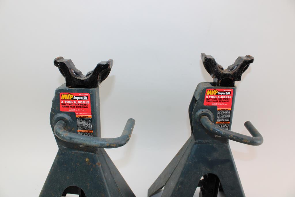 Floor Jack Stands, Pry Bar, & Ryobi Drill; 4 Pieces | Property Room