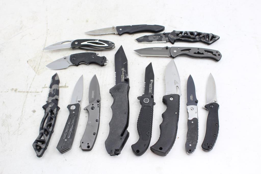 Folding Knives: Smith & Wesson, Sheffield, Buck, Gerber: 10+ Items ...