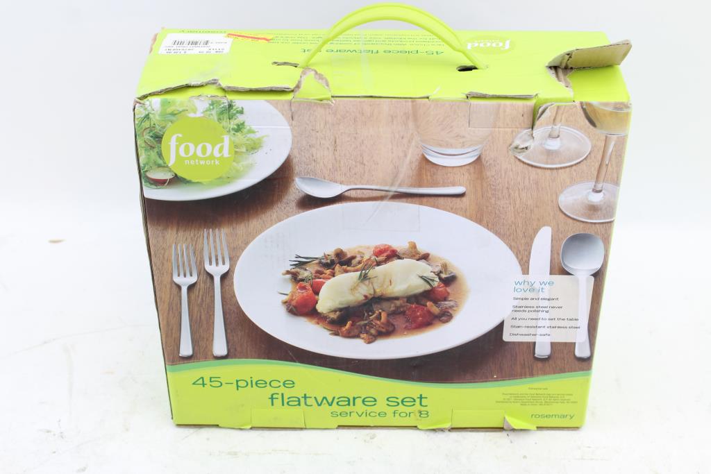 Food Network Rosemary 45 Piece Stainless Flatware Set | Property Room