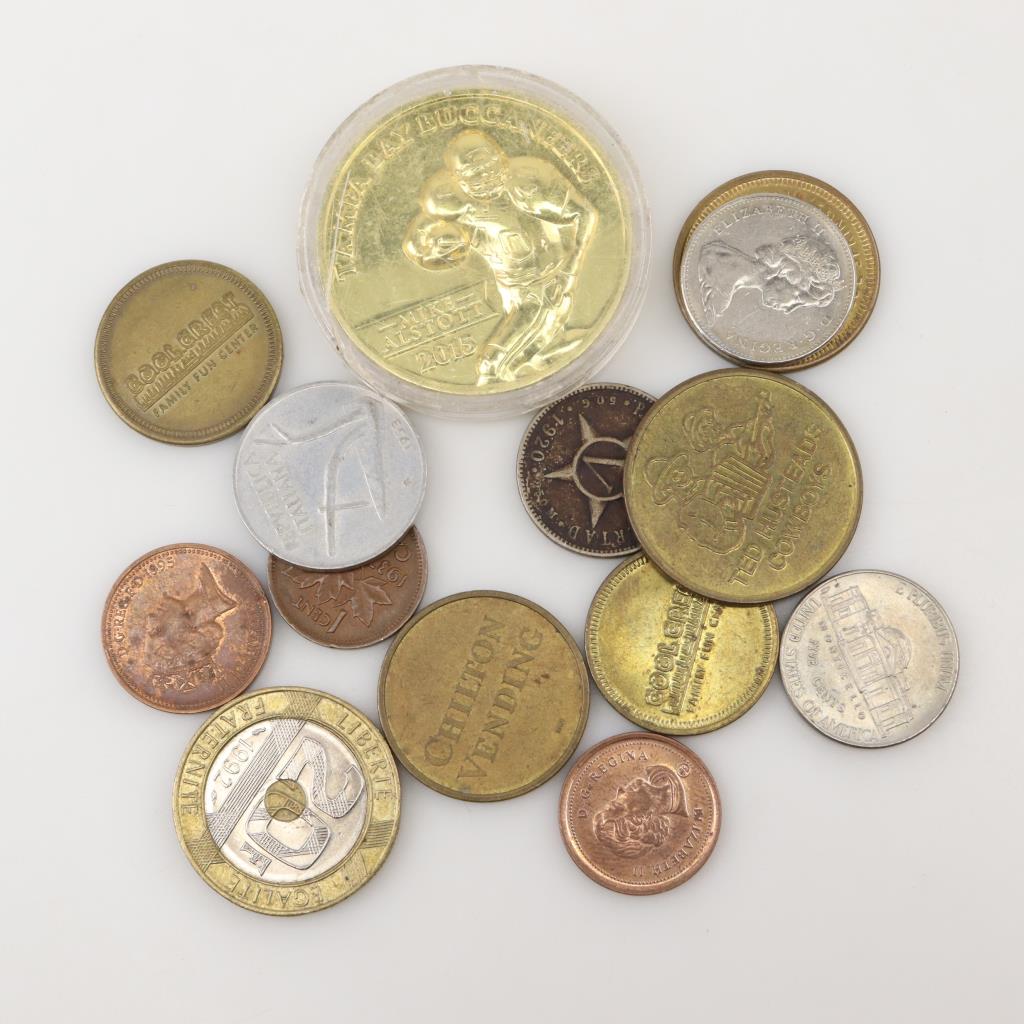 Foreign Coins And Tokens; 14 Pieces | Property Room