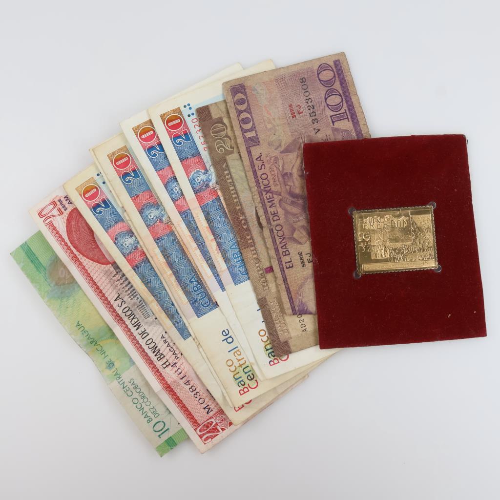 Foreign Currency With US Stamp, 9+ Pieces | Property Room
