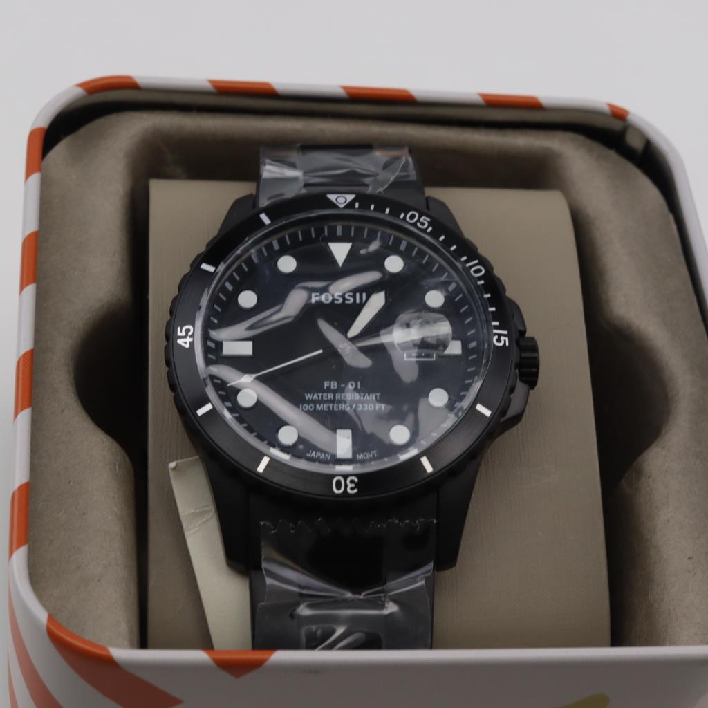 Fossil FB-01 Three-Hand Date Black Stainless Steel Watch | Property Room
