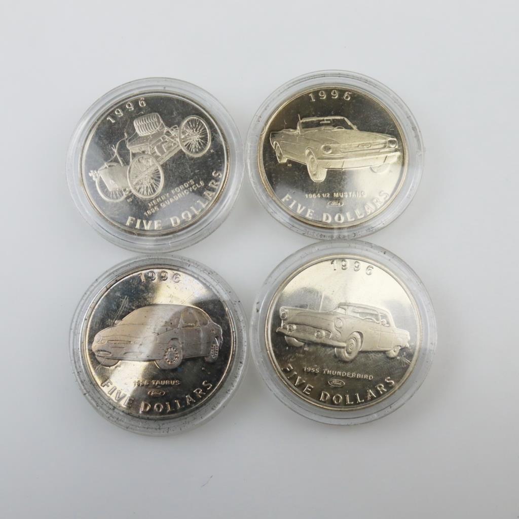 Four 1996 Marshall Island Classic Cars Commemorative 5 Dollar Coins ...